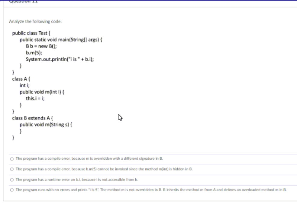 Solved QUESTION Analyze the following code: public class | Chegg.com