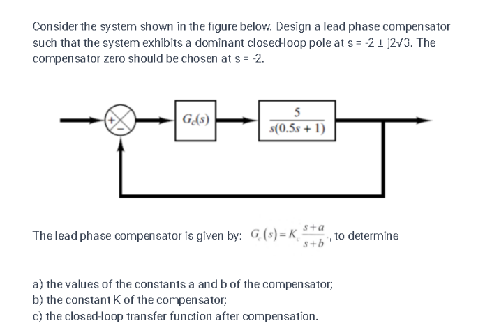 Solved Consider the system shown in the figure below. Design | Chegg.com