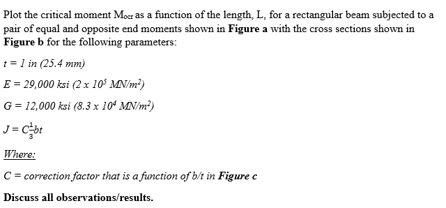Solved Plot the critical moment Mocr as a function of the | Chegg.com