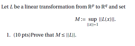 Solved Let L be a linear transformation from RP to R9 and | Chegg.com
