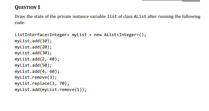 Solved Draw the state of the private instance variable list | Chegg.com