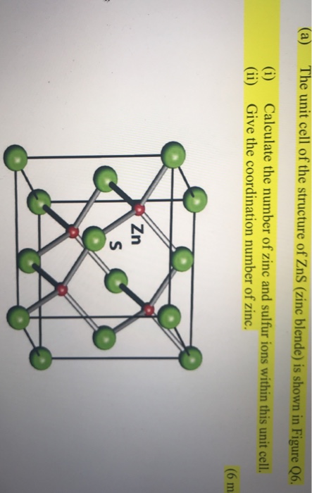 Solved (a) The unit cell of the structure of Zn S (zinc | Chegg.com