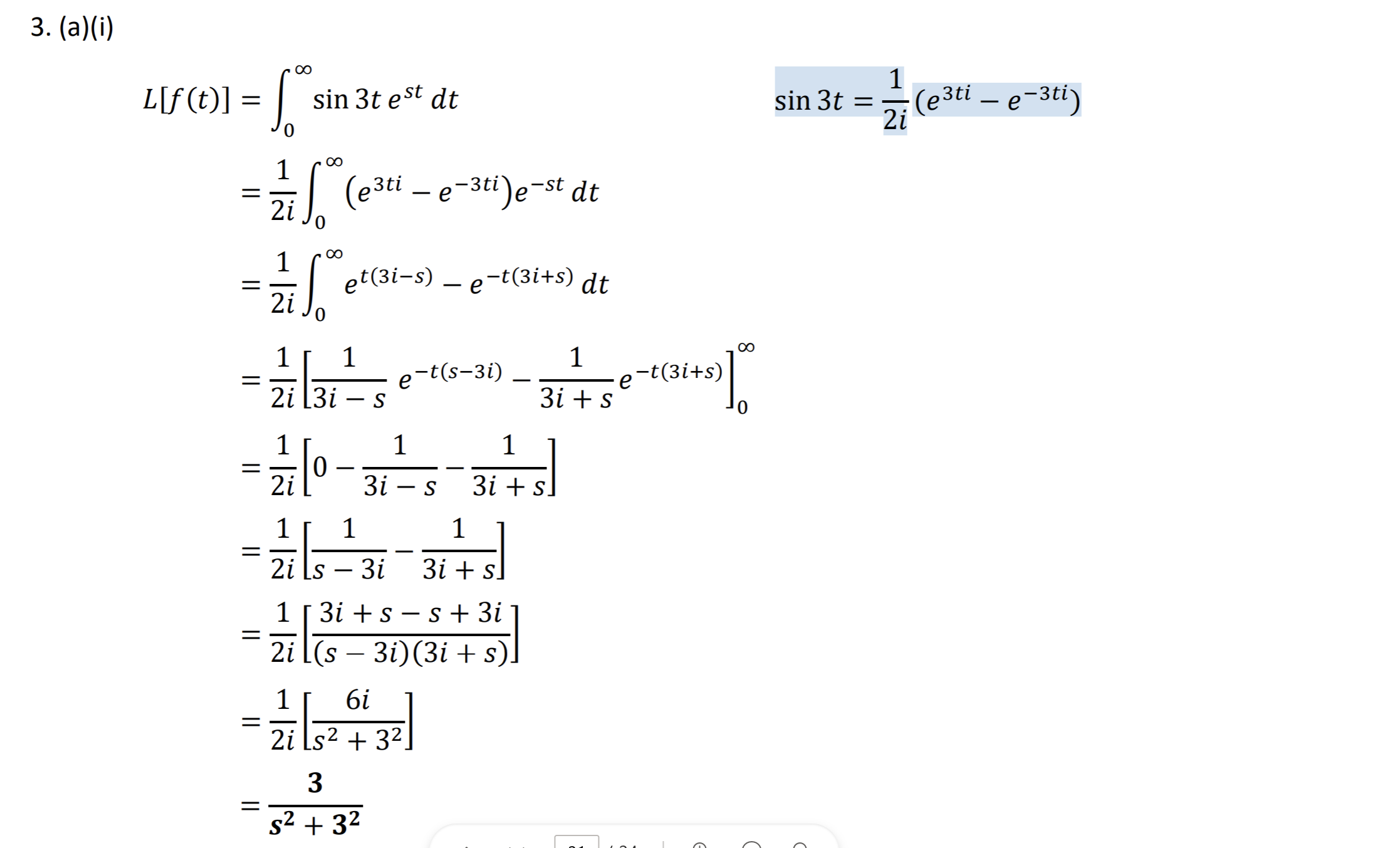 Solved (a) (i) Using the definition of Laplace transform and | Chegg.com