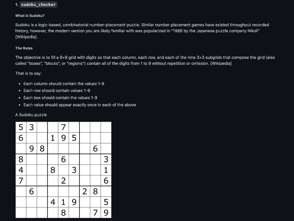Solved 1. sudoku_checker What is Sudoku? Sudoku is a | Chegg.com