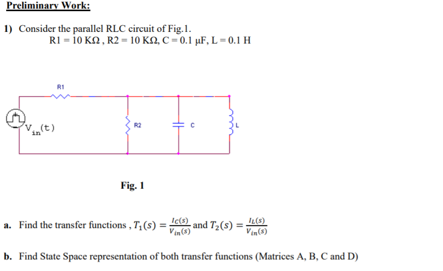 Solved Preliminary Work: 1) Consider the parallel RLC | Chegg.com