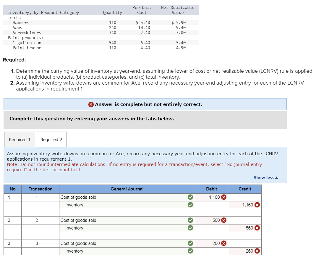 Solved 1. Determine the carrying value of inventory at | Chegg.com