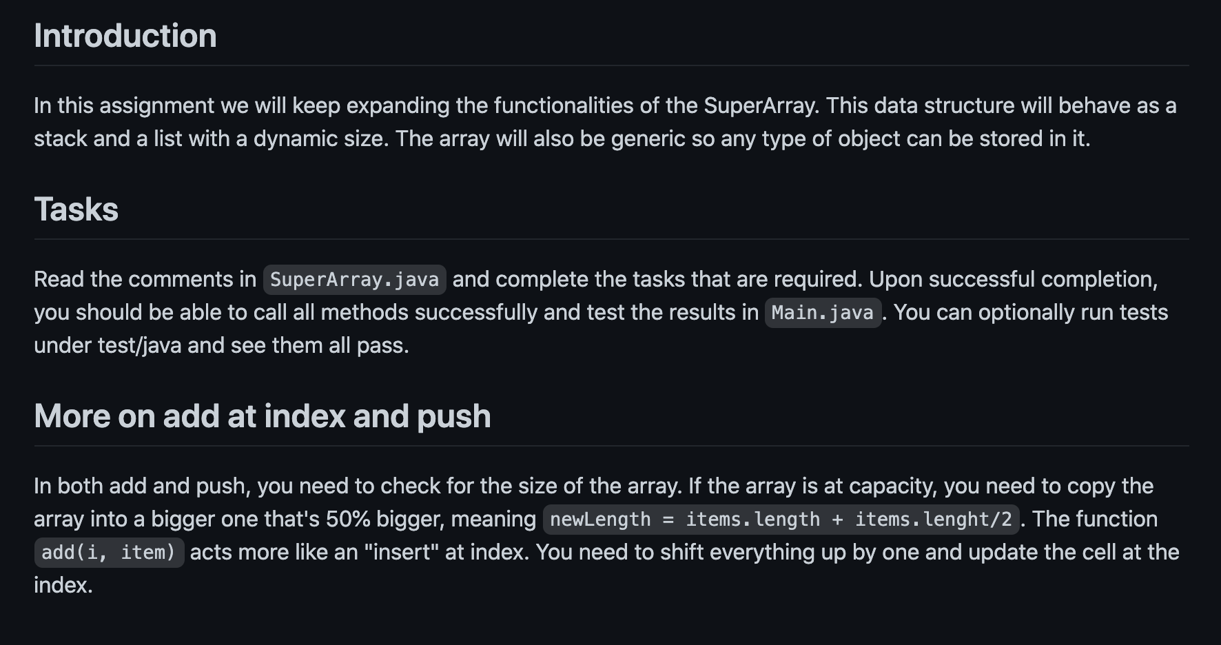 Solved SuperArray.java 3 x src > main > java > | Chegg.com