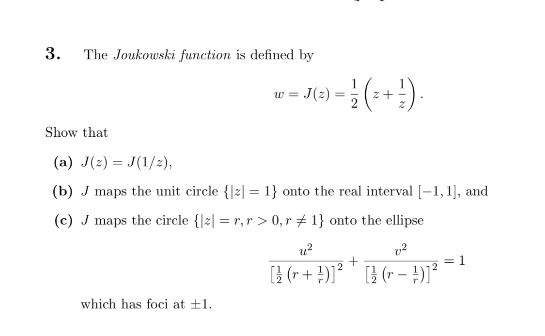 Solved 3. The Joukowski function is defined by | Chegg.com