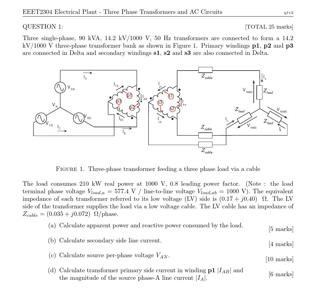 Solved EEET2304 Electrical Plant - Three Phase Transformers | Chegg.com