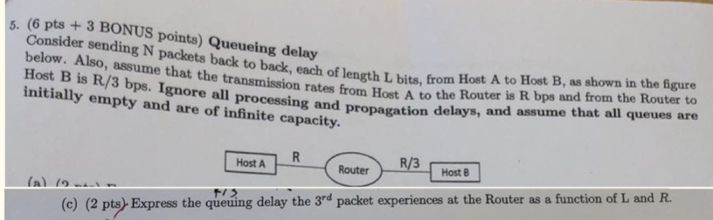 Solved 5. (6 pts + 3 BONUS points) Queueing delay Consider | Chegg.com