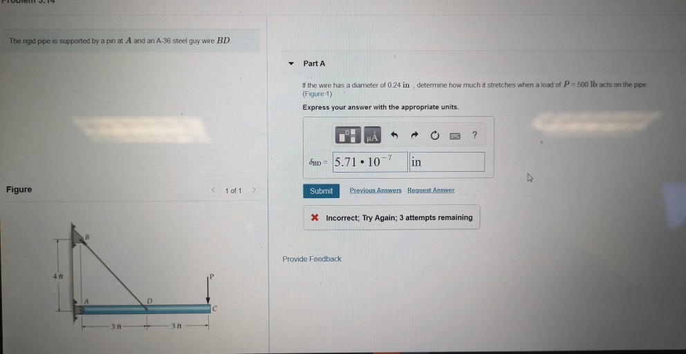 Solved FIUUILJ.14 The ngid pipe is supported by a pin at A | Chegg.com