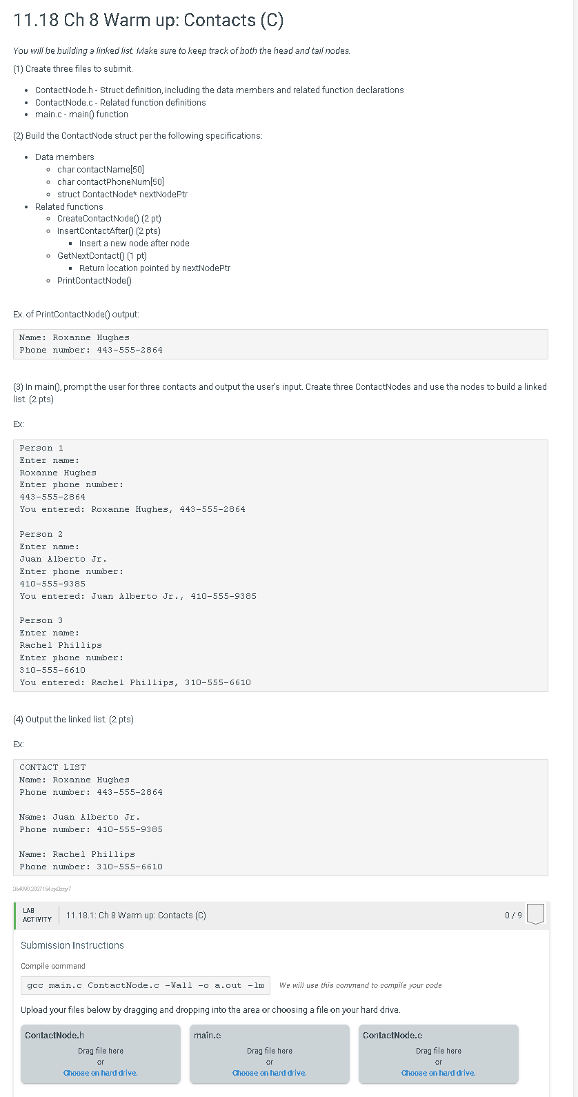 Solved 11.18 Ch 8 Warm up: Contacts (C) You will be building | Chegg.com