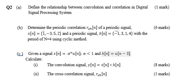 Solved (a) Define the relationship between convolution and | Chegg.com