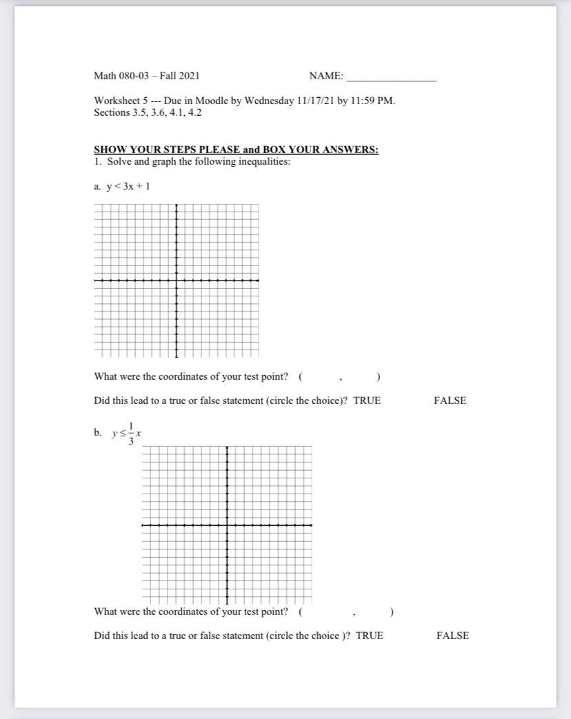 Solved Math 080-03-Fall 2021 NAME: Worksheet 5 --Due in | Chegg.com