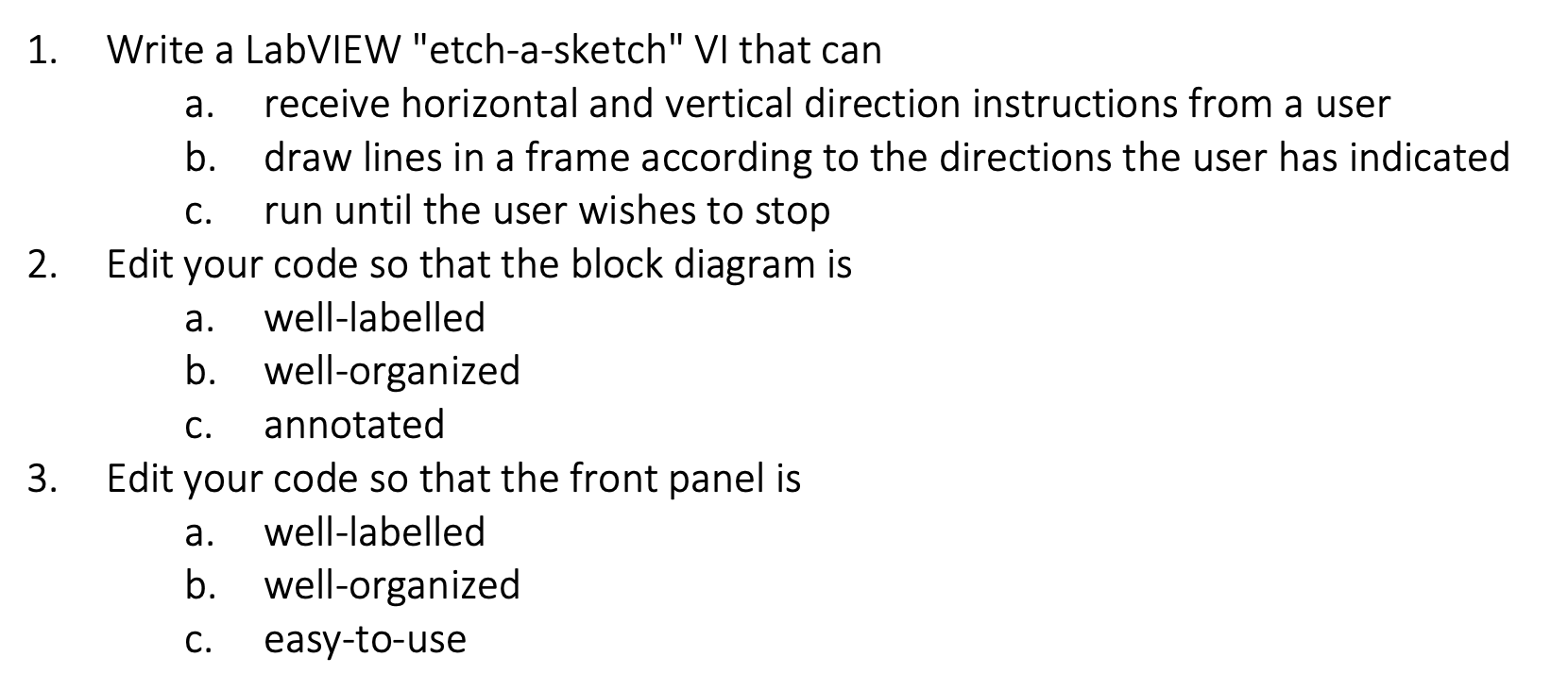 1. Write a LabVIEW "etch-a-sketch" VI that can a. | Chegg.com