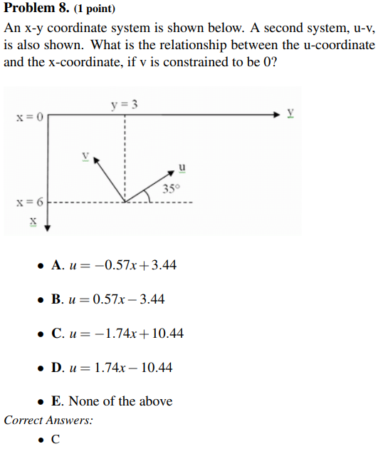 Solved Problem 8. (1 point) An x−y coordinate system is | Chegg.com