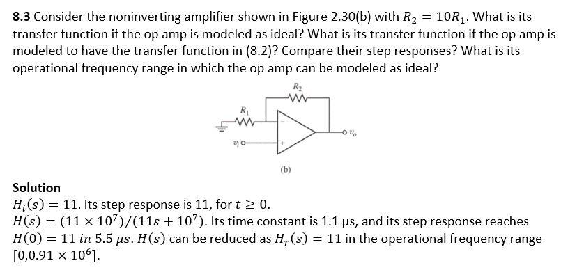 = 8.3 Consider the noninverting amplifier shown in | Chegg.com