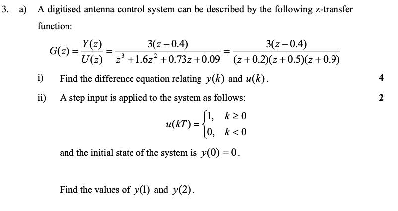Solved 3. a) A digitised antenna control system can be | Chegg.com