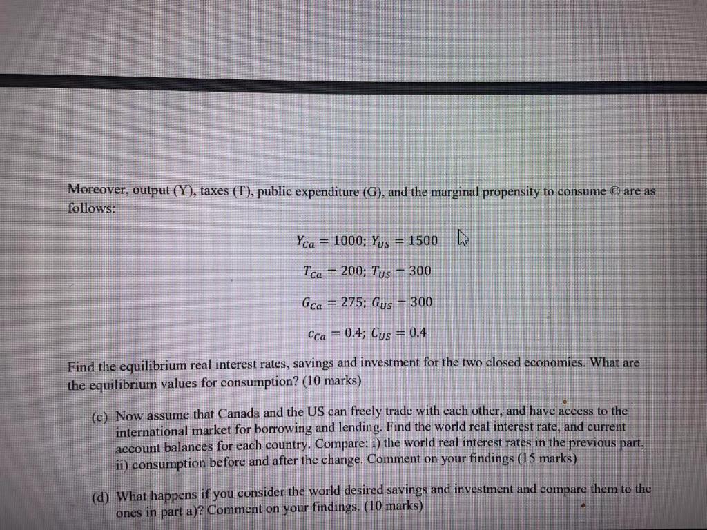 Solved Question 2 - (40 marks) Consider an economy whose | Chegg.com