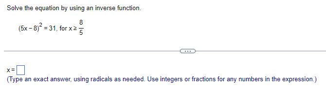 Solved Solve the equation by using an inverse function. | Chegg.com