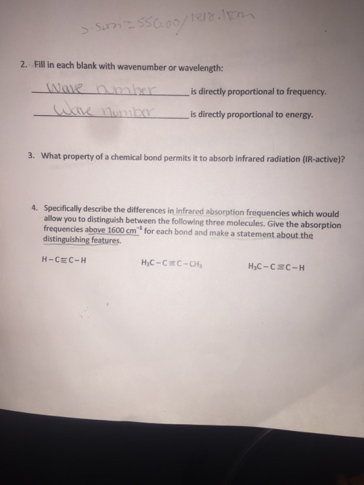 Solved Fill in each blank with wavenumber or wavelength: | Chegg.com