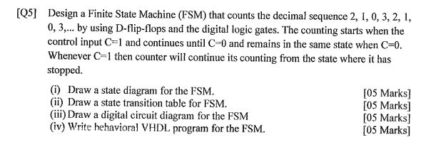 Solved [Q5] ﻿Design a Finite State Machine (FSM) ﻿that | Chegg.com