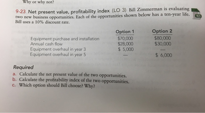 Solved Net present value, profitability index (LO 3) Bill | Chegg.com
