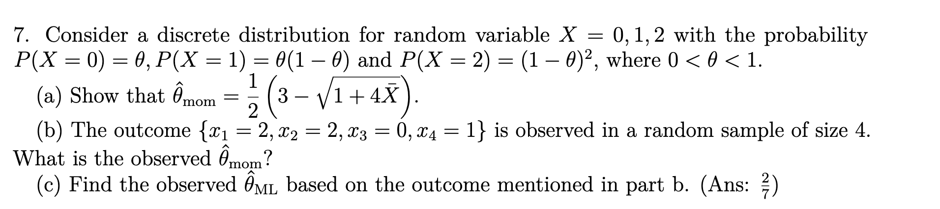 Solved 7. Consider a discrete distribution for random | Chegg.com