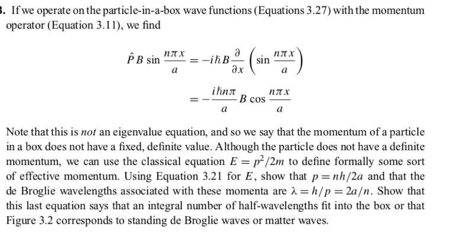 If we operate on the particle-in-a-box wave functions | Chegg.com