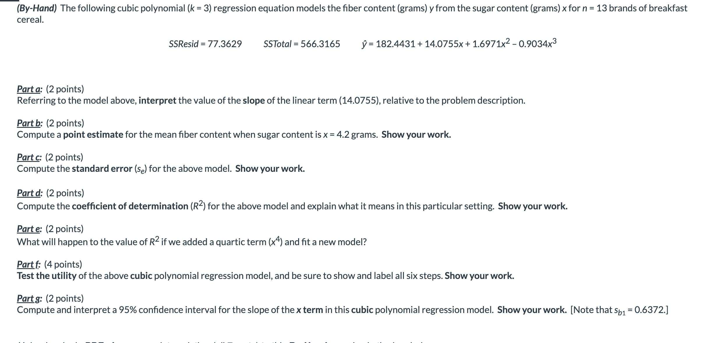 Solved (By-Hand) The following cubic polynomial (k=3 ) | Chegg.com
