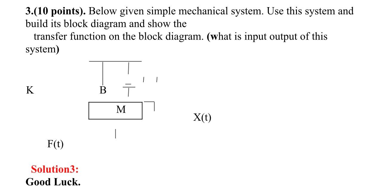 Solved 3.(10 points). Below given simple mechanical system. | Chegg.com