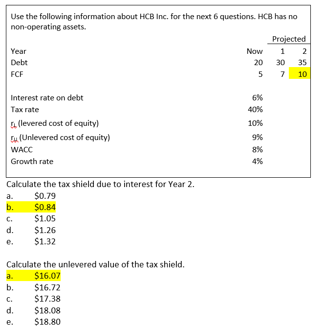 Solved Calculate the tax shield due to interest for Year 2. | Chegg.com