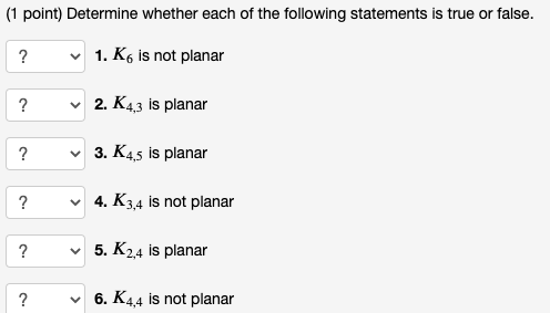 Solved (1 point) Determine whether each of the following | Chegg.com