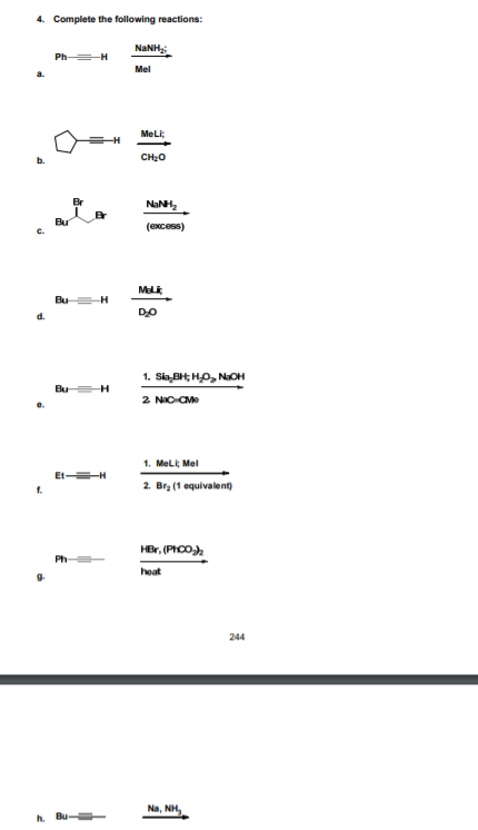 Solved 4. Complete the following reactions: NaNH, PhH Mel | Chegg.com