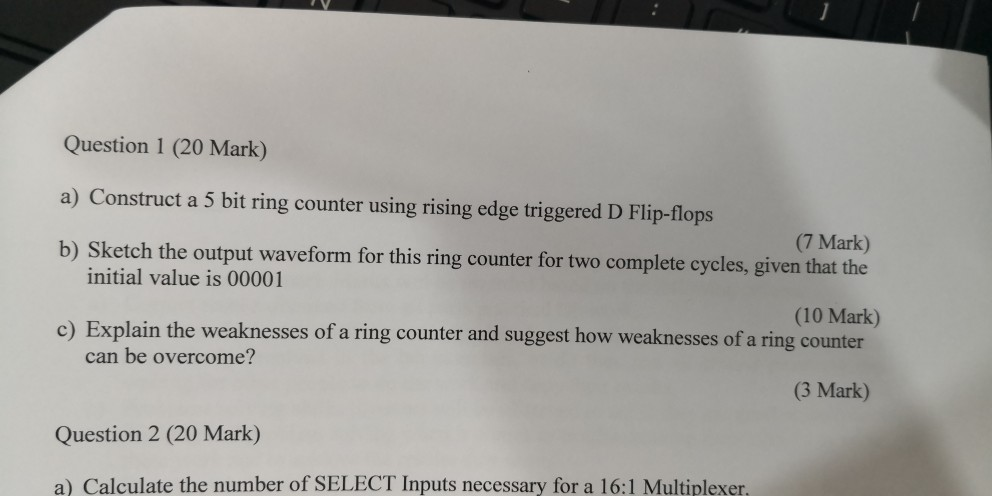Solved Question 1 (20 Mark) a) Construct a 5 bit ring | Chegg.com