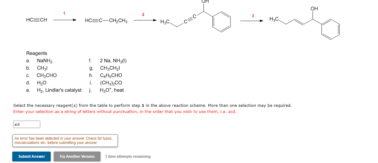 Solved 3 Select the necessary reagent(s) from the table to | Chegg.com