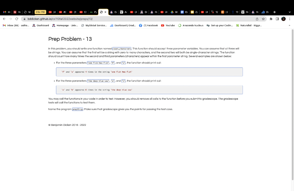 Solved Prep Problem - 13 In this problem, you should write | Chegg.com