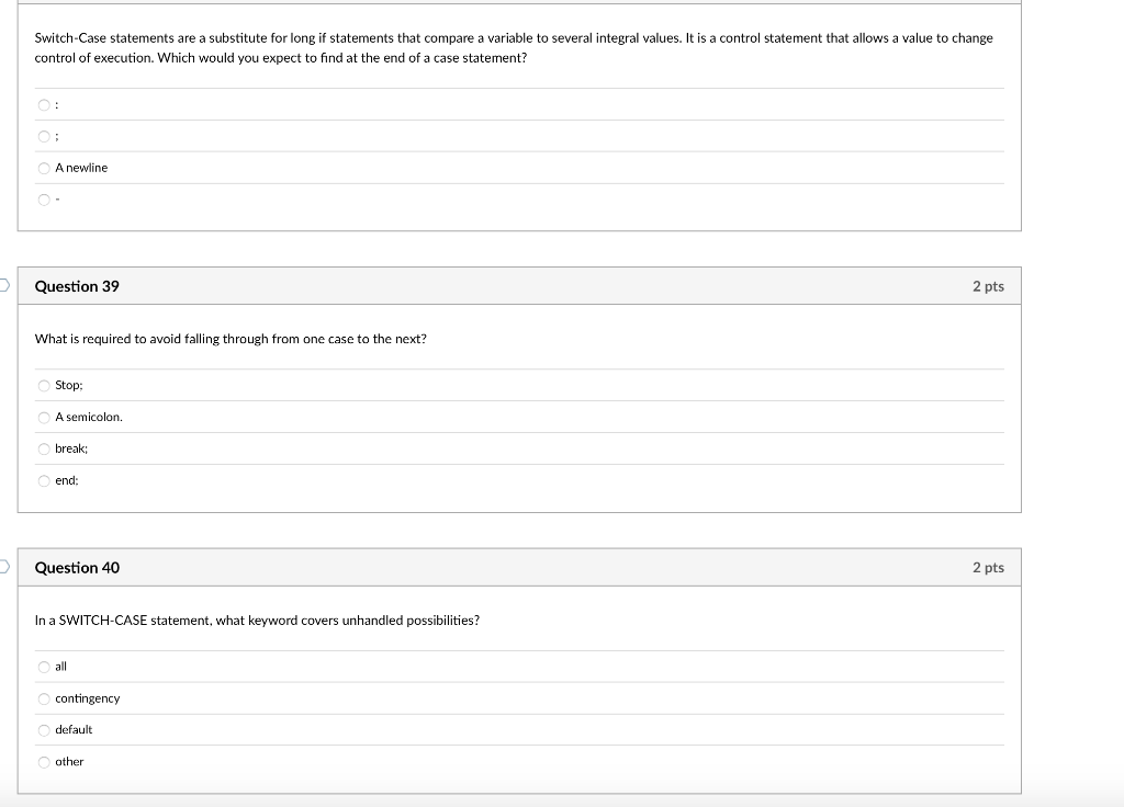 Solved Switch Case Statements Are A Substitute For Long If 