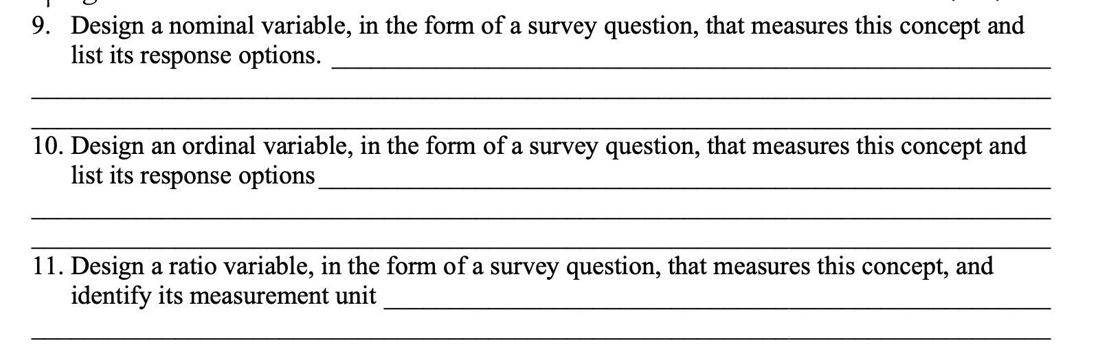 Solved Design a nominal variable, in the form of a survey | Chegg.com