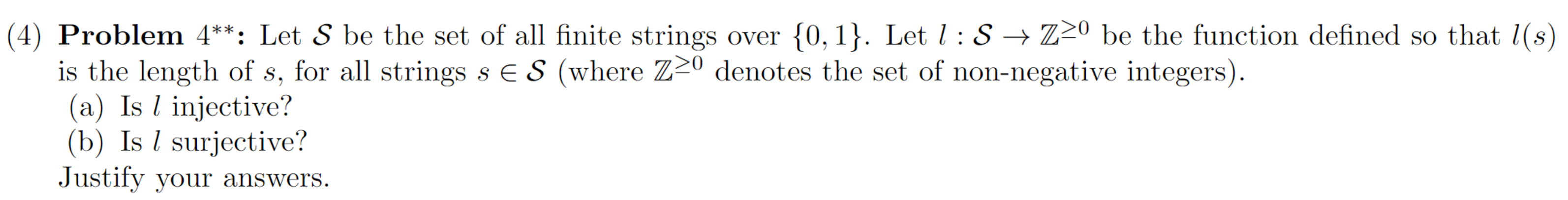 Solved 4) Problem 4∗∗ : Let S be the set of all finite | Chegg.com