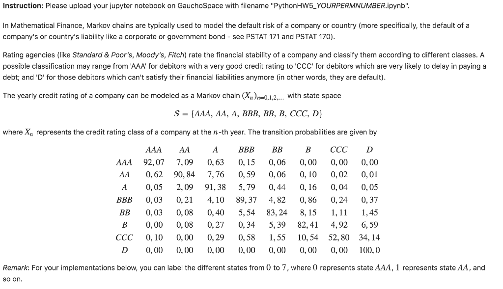Instruction: Please upload your jupyter notebook on | Chegg.com