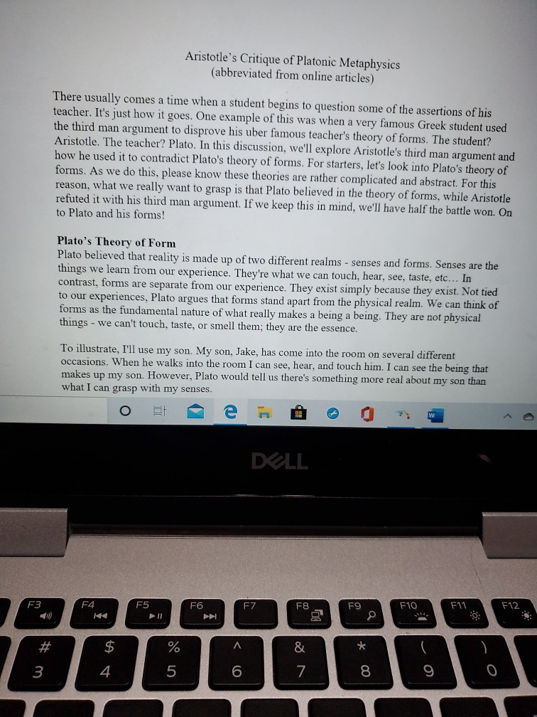 Aristotle's Critique of Platonic Metaphysics | Chegg.com