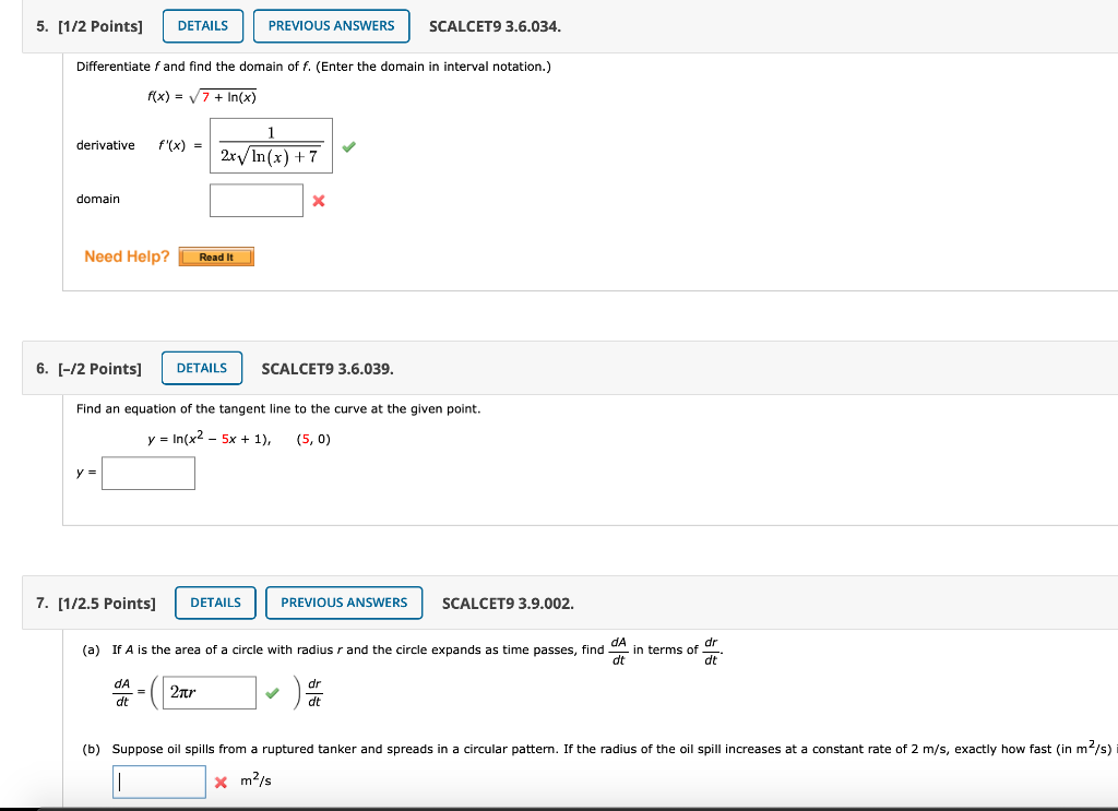 Solved 5. [1/2 points) DETAILS PREVIOUS ANSWERS SCALCET9 | Chegg.com
