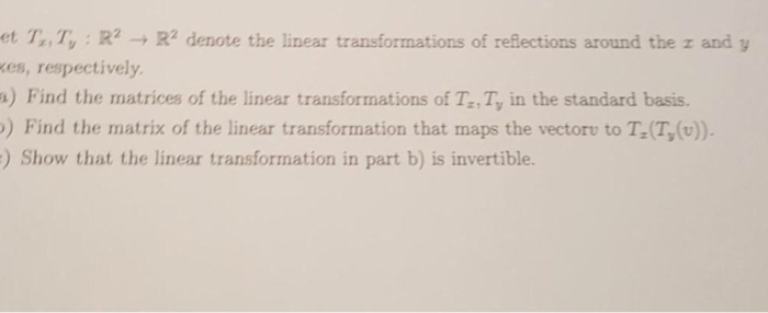 Solved Let T_x, T_y: R^2 rightarrow R^2 denote the linear | Chegg.com