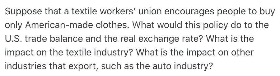 Solved Suppose that a textile workers' union encourages | Chegg.com