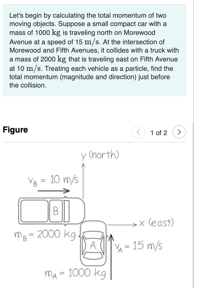 Solved Let's begin by calculating the total momentum of two | Chegg.com