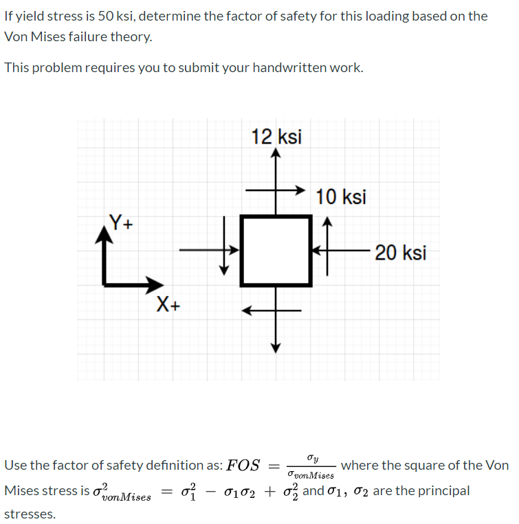 Solved If yield stress is 50 ksi, determine the factor of | Chegg.com