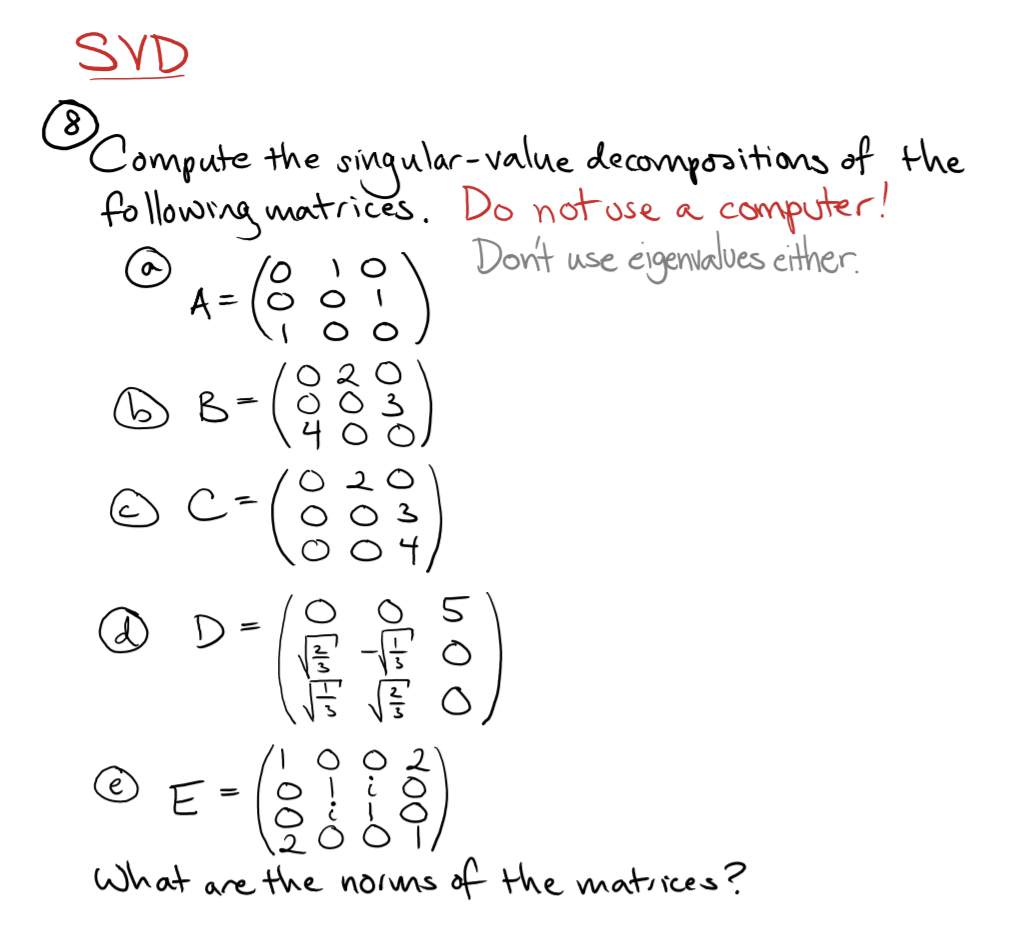 Solved SVD 18 8 Compute the singular-value decompositions of | Chegg.com
