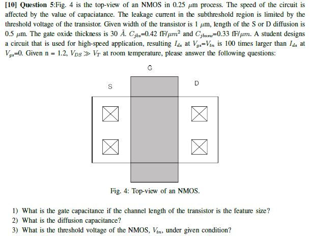 [10] Question 5:Fig. 4 is the top-view of an NMOS in | Chegg.com