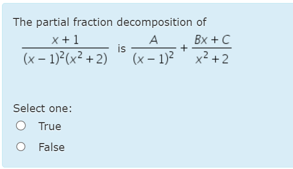 Solved The partial fraction decomposition | Chegg.com